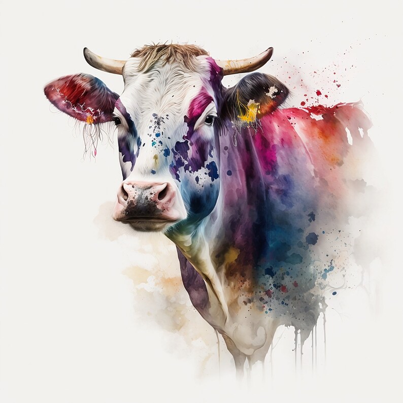 Watercolor Cow Digital Clipart Cow PNG Watercolor Cow - Etsy