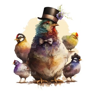 Watercolor Chicken Family Sublimation PNG, Chicken Family Digital ...