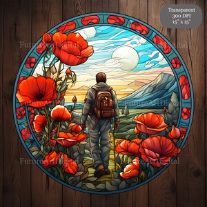 23 Remembrance Day Stained Glass PNG, Poppy Day Art, Lest We Forget ...