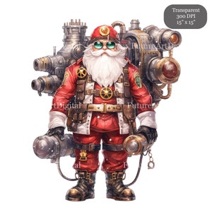 12 Watercolor Steampunk Santa Printable Wall Art, Santa Claus Digital ...