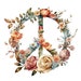Watercolor Peace Sign With Roses Sublimation PNG, Peace Symbol Digital ...