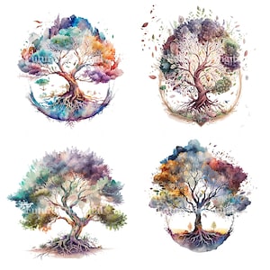 Watercolor Tree of Life Sublimation PNG, Tree of Life Digital Clipart ...