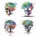 Watercolor Skull With Tree of Life Sublimation PNG, Tree of Life Skull ...