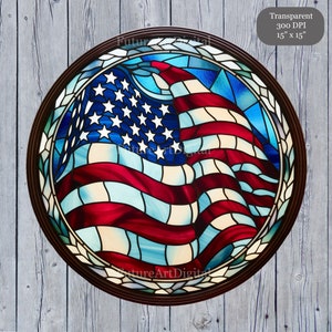 Stained Glass American Flag Digital Print, American Flag Printable Wall ...