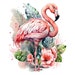 Watercolor Flamingo Sublimation PNG, Pink Flamingo Digital Clipart ...