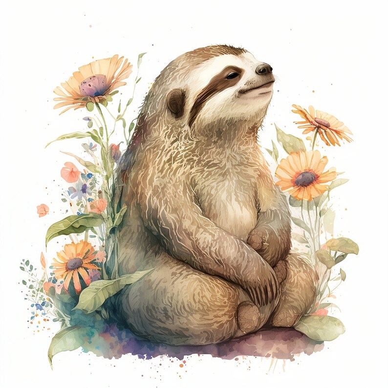 Watercolor Sloth Sublimation PNG Sloth Digital Clipart Sloth - Etsy