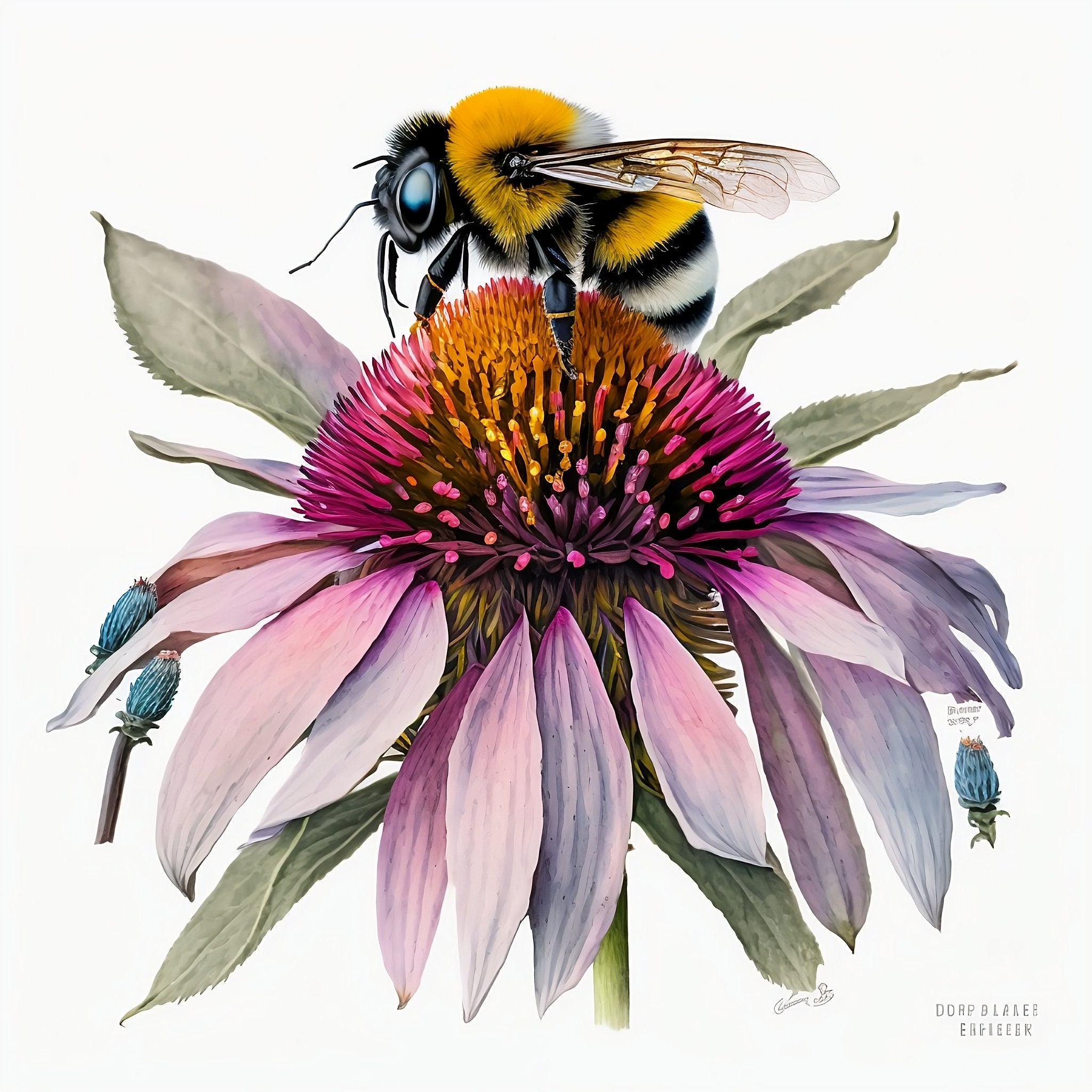 Watercolor Bee With Flowers PNG Bee Digital Clipart Bee - Etsy UK