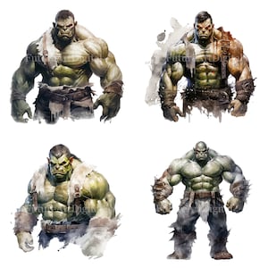 Watercolor Orc Warrior Digital Clipart, Orc Fighter Sublimation PNG ...