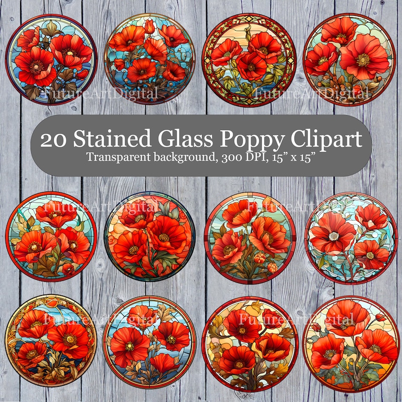 Stained Glass Poppy - Etsy
