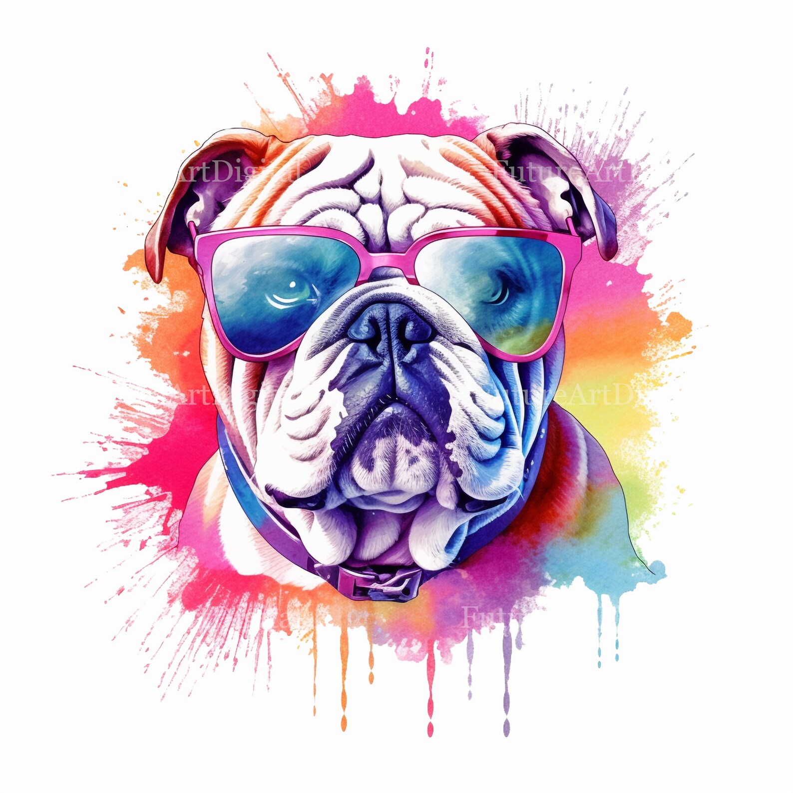 Watercolor English Bulldog Digital Clipart, Bulldog Sublimation PNG ...