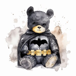 Watercolor Superhero Teddy Bear Sublimation PNG, Teddy Bear Superheroes ...