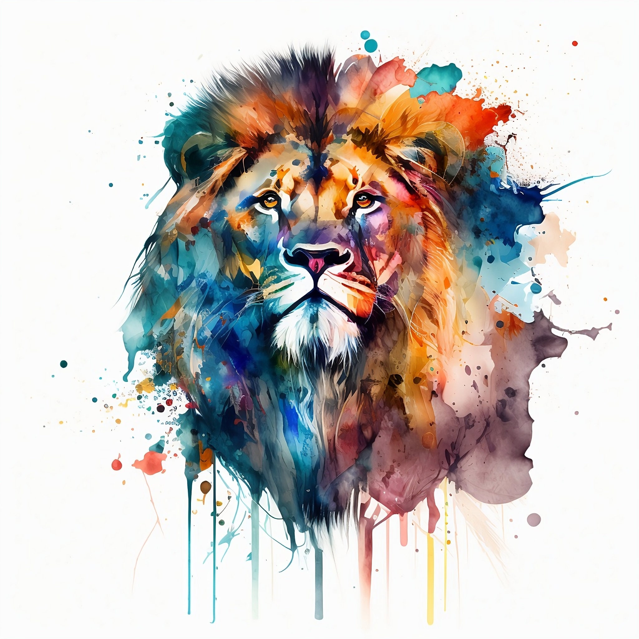 Watercolor Lion Face