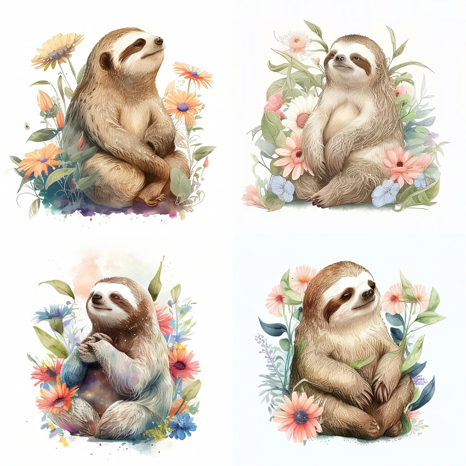 Watercolor Sloth Sublimation PNG Sloth Digital Clipart Sloth - Etsy