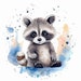 Watercolor Baby Racoon Digital Clipart, Raccoon Printable Nursery Room ...