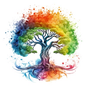 Watercolor Rainbow Tree of Life Digital Clipart, Tree of Life ...