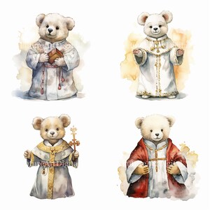 Watercolor Priest Teddy Bear Digital Clipart, Priest Teddy Bear ...
