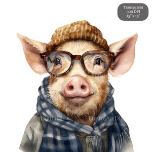 38 Watercolor Hipster Farm Animals, Hipster Farm Animal Clipart Bundle ...