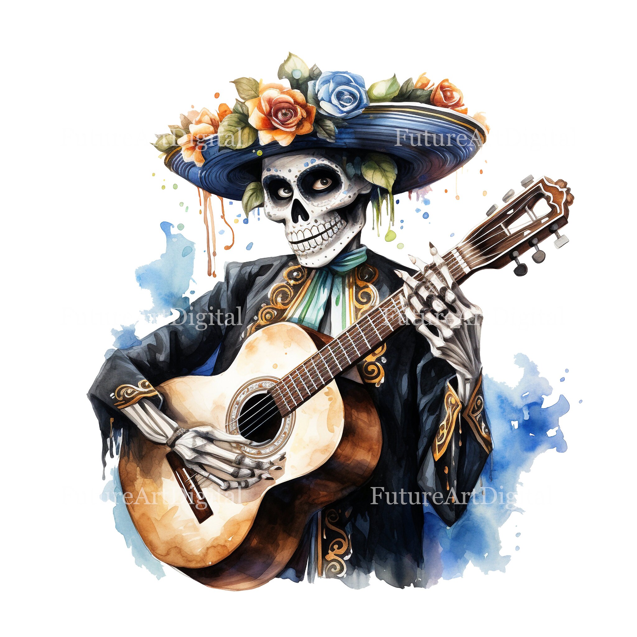 33 Watercolor Day of the Dead PNG, Día De Muertos Digital Clipart, Dia ...
