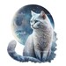 Watercolor Celestial Moon Cat PNG, Moon Cat Digital Clipart, Cat ...