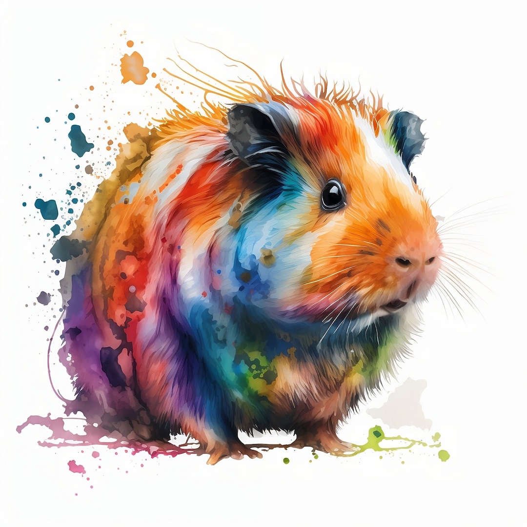 Guinea Pig Printable Clipart, Watercolor Guinea Pig Nursery Wall Art ...