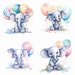 Watercolor Baby Elephant With Balloons Sublimation PNG, Baby Elephant ...