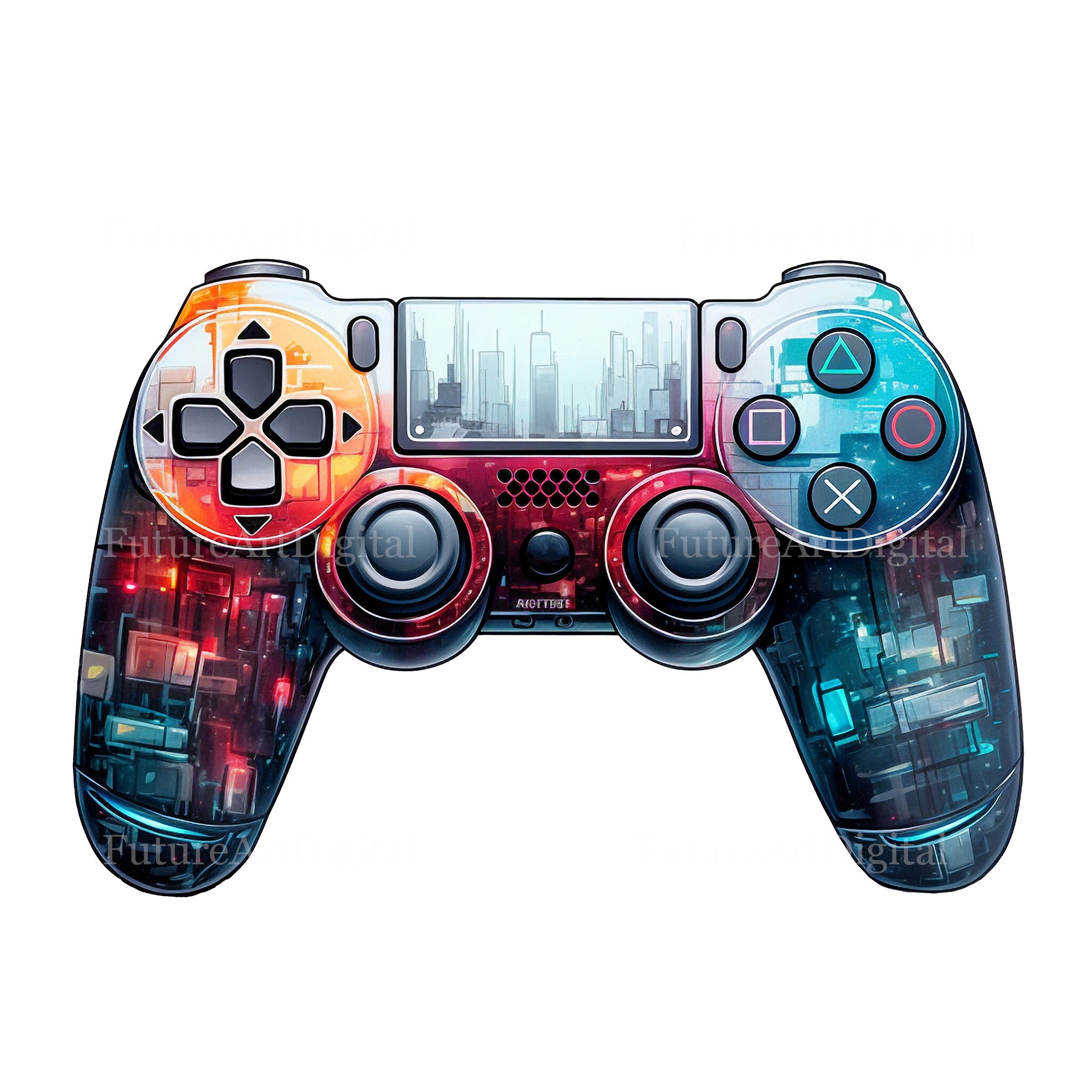 Set of 12 Cyberpunk Gaming Controller Digital Clipart, Ps Controller ...