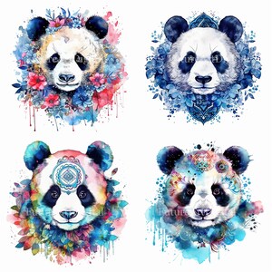 Watercolor Mandala Panda Sublimation PNG, Panda Digital Clipart ...