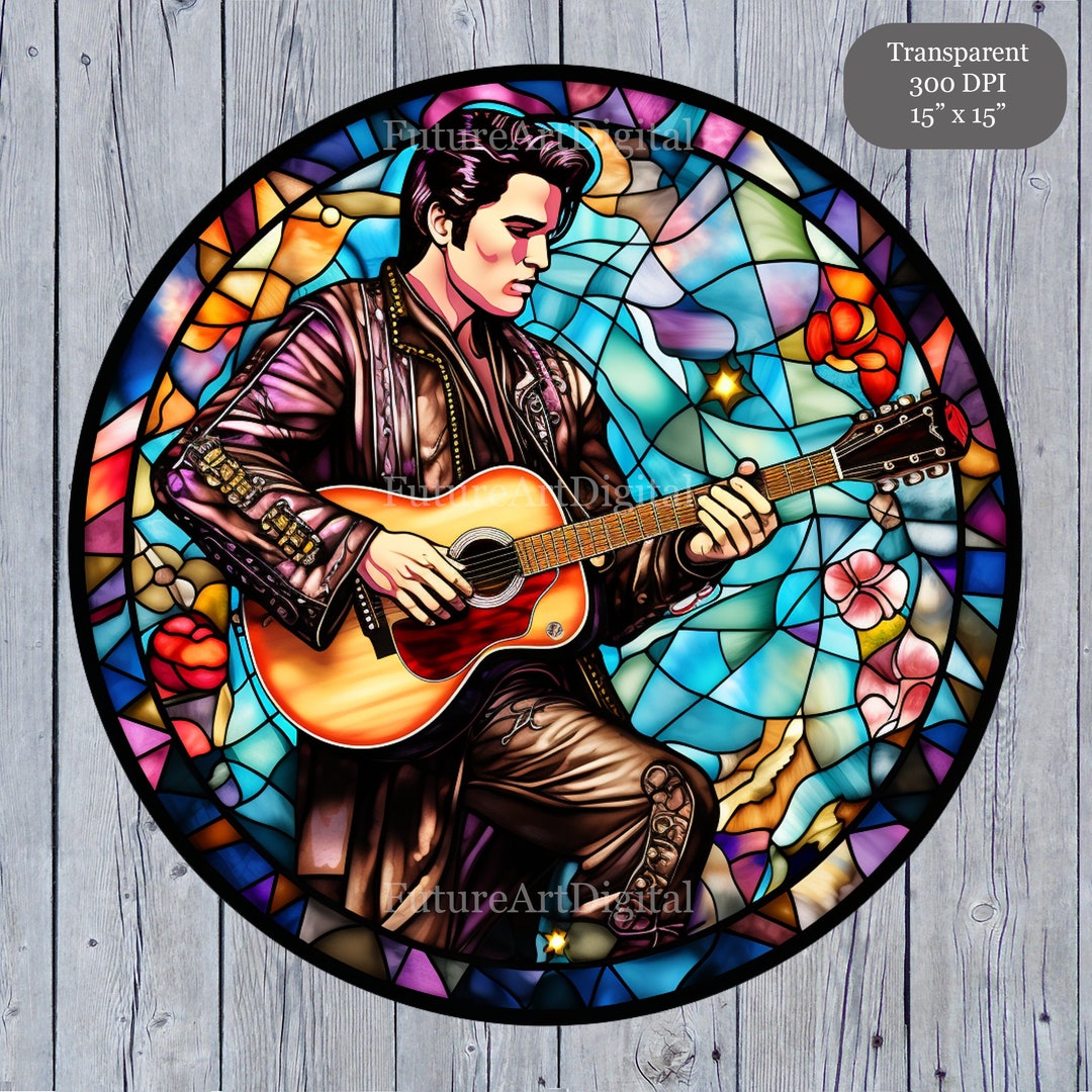 Stained Glass Elvis Presley Digital Clipart, Elvis Sublimation PNG ...