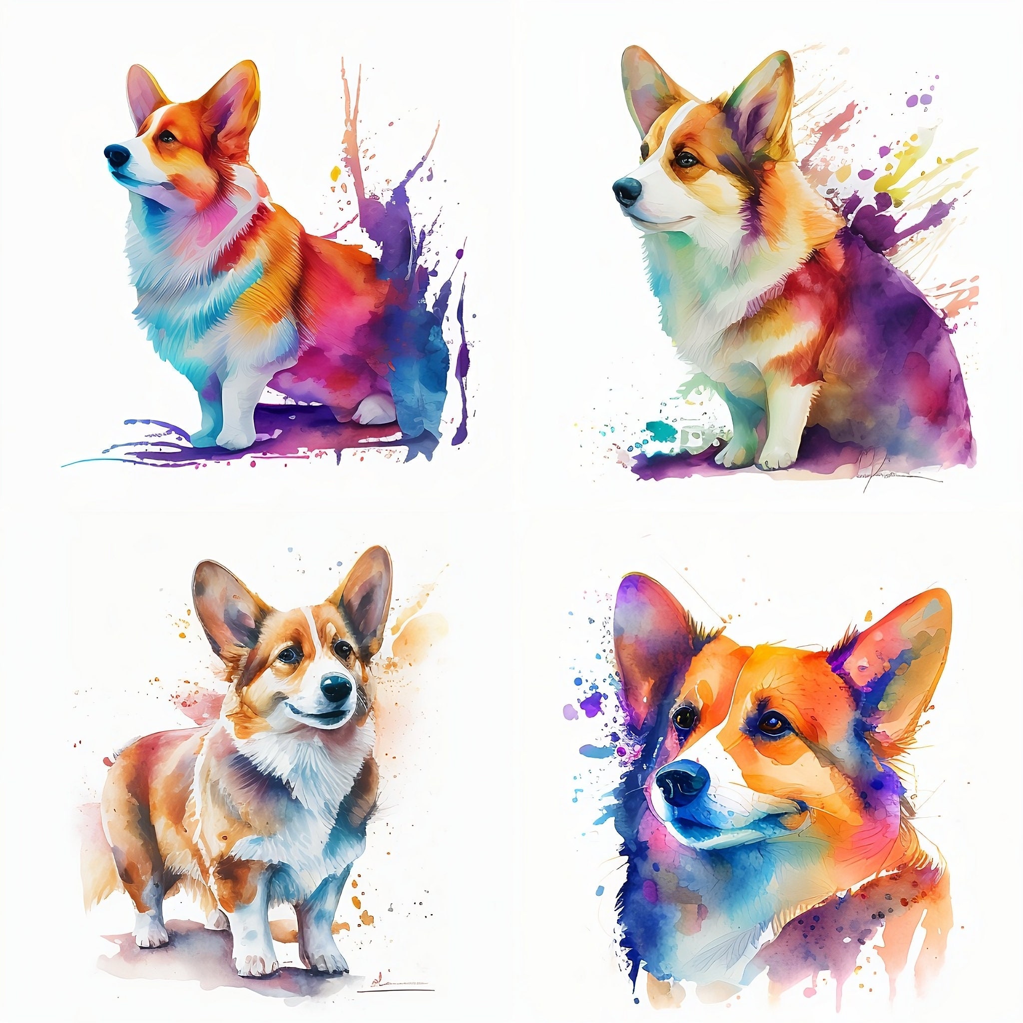 Watercolor Corgi Clipart Corgi Nursery Wall Decor Kids Room - Etsy