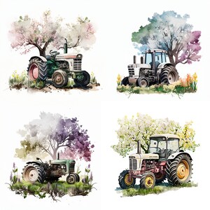 Watercolor Farm Tractor PNG, Tractor Sublimation Decor, Tractor Digital ...