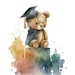 Watercolor Graduating Teddy Bear Sublimation PNG, Teddy Bear Digital ...