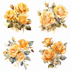 Watercolor Yellow Roses Sublimation PNG, Yellow Roses Digital Clipart ...