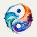 Watercolor Yin Yang Sign PNG, Yin Yang Sign Digital Clipart for ...