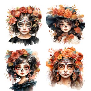 33 Watercolor Day of the Dead PNG Día De Muertos Digital - Etsy UK