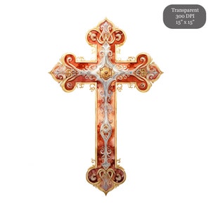 15 Transparent Cross Digital Clipart, Watercolor Fancy Cross ...