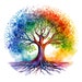 Watercolor Rainbow Tree of Life Sublimation PNG, Tree of Life Digital ...
