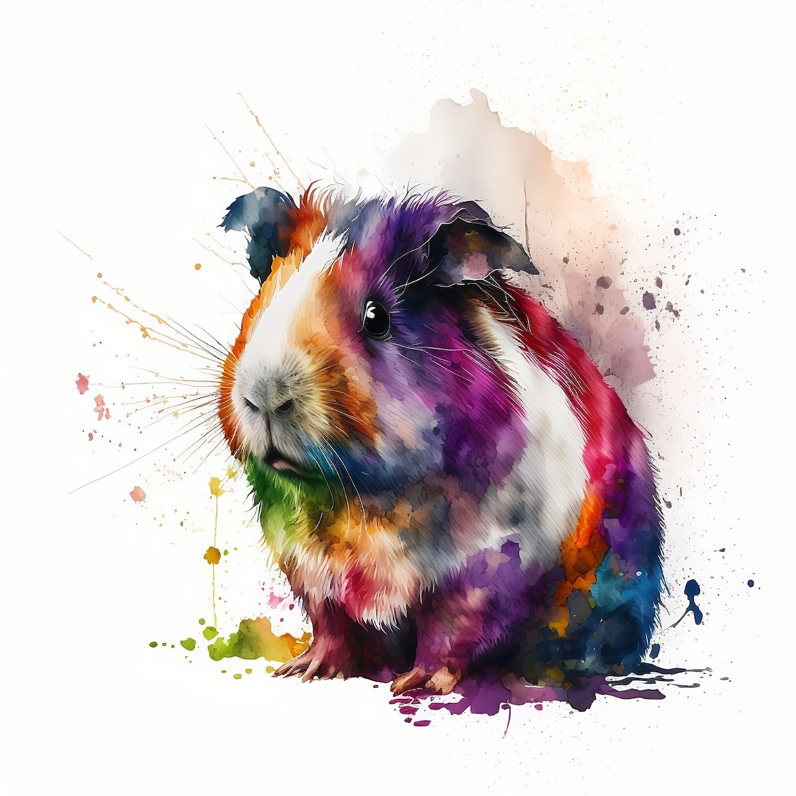 Guinea Pig Printable Clipart, Watercolor Guinea Pig Nursery Wall Art ...