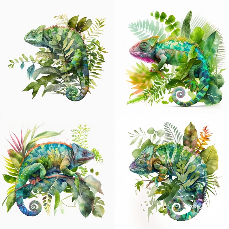 Watercolor Chameleon PNG, Chameleon Digital Clipart, Digital Download ...