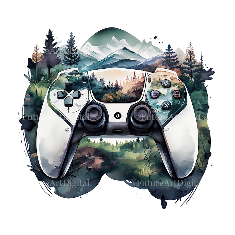 Watercolor Gaming Controller Sublimation Wall Art Ps - Etsy