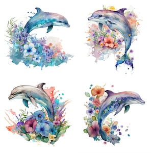 Watercolor Dolphin Digital Clipart, Dolphin Nursery Wall Art, Dolphin ...