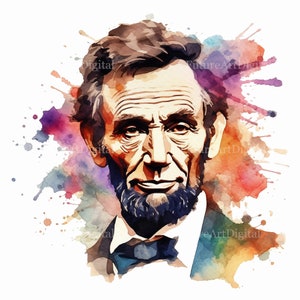 Watercolor Abraham Lincoln Digital Clipart, Abe Lincoln Sublimation PNG ...