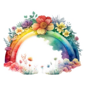 Watercolor Boho Rainbow Flowers PNG, Boho Rainbow Sublimation Clipart ...
