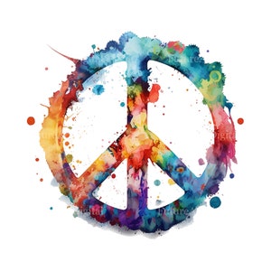 Watercolor Peace Sign PNG, Peace Symbol Digital Clipart, Peace Sign ...