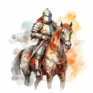 Watercolor Medieval Knight Sublimation PNG, Knight Digital Clipart ...