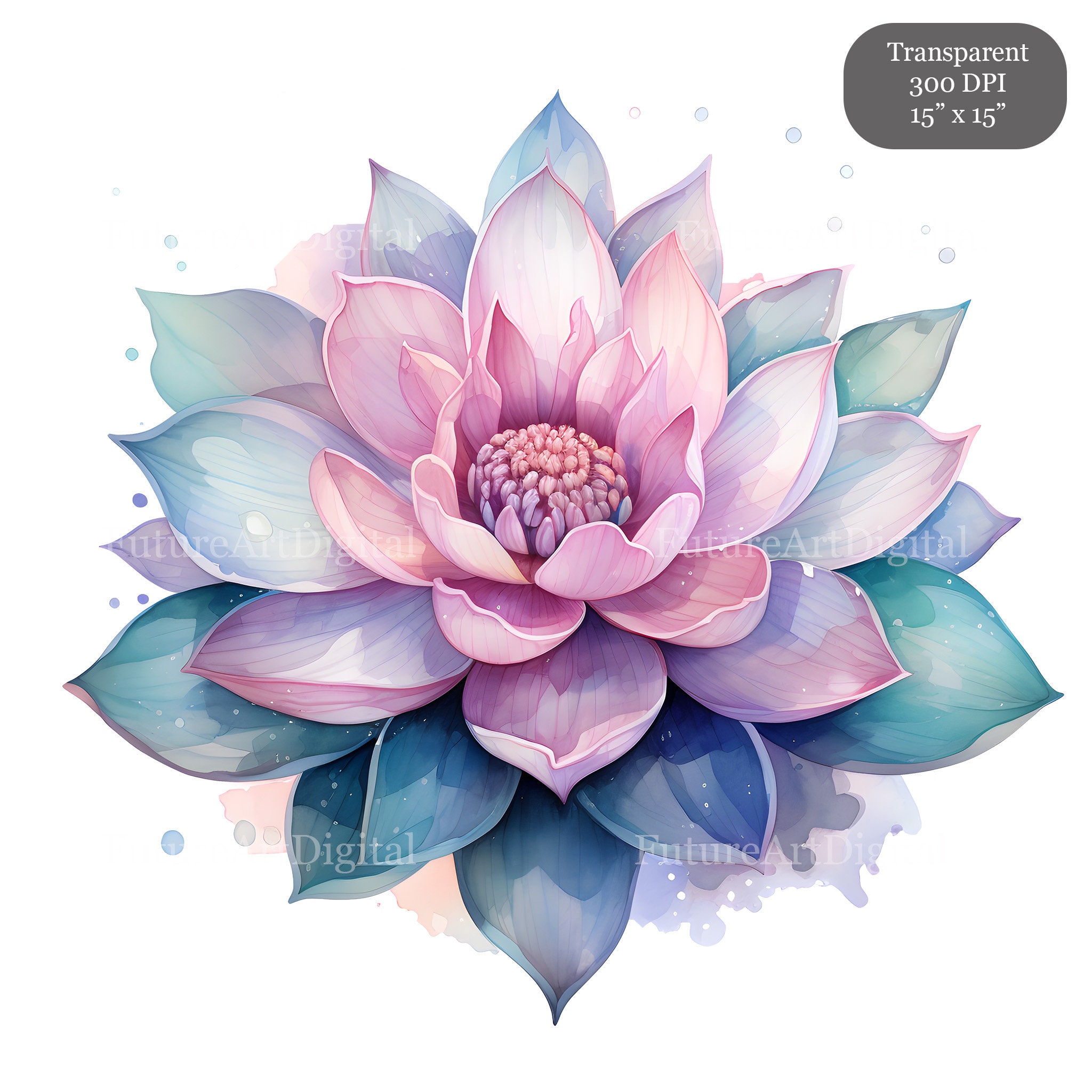 11 Watercolor Lotus Flower Digital Clipart, Lotus Flower Junk Journal ...