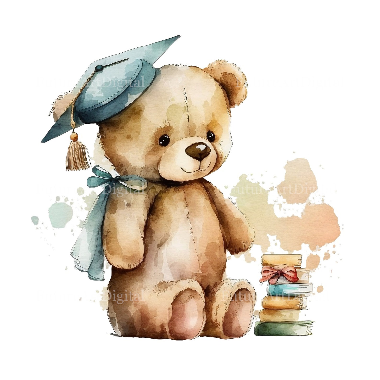 Watercolor Graduating Teddy Bear Sublimation PNG Teddy Bear - Etsy