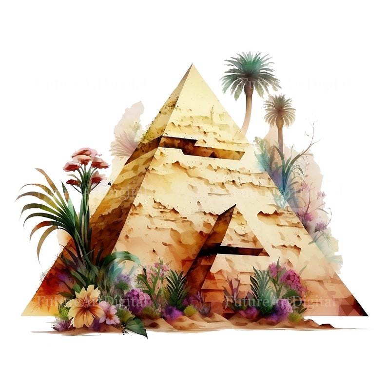 Watercolor Pyramid With Flowers Sublimation PNG Pyramid - Etsy