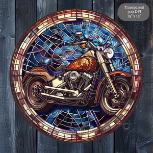 Stained Glass Motorcycle Sublimation PNG Bundle, 20 Motorcycle Round ...