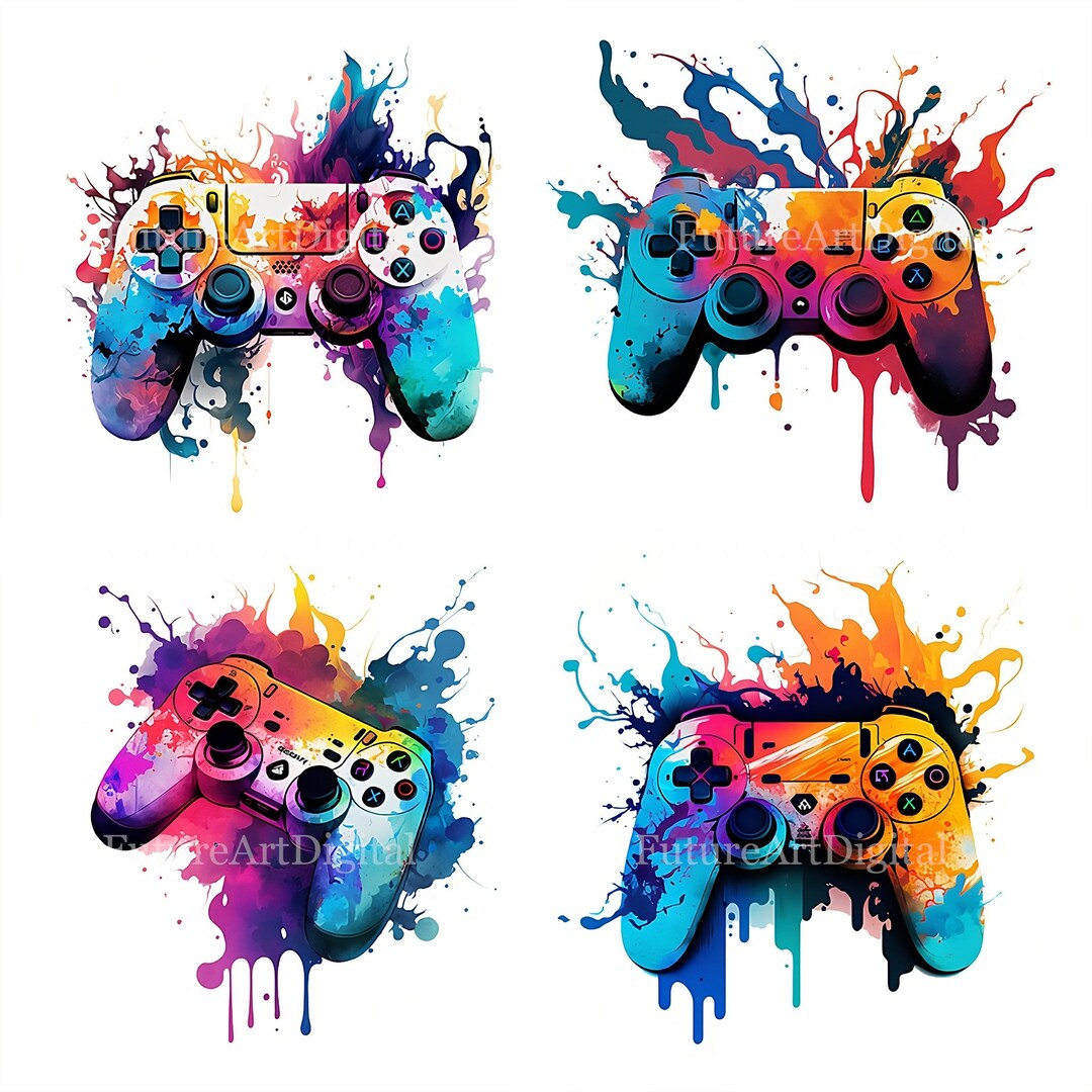 Watercolor Ps Controller Sublimation Clipart, Gaming Controller Digital ...