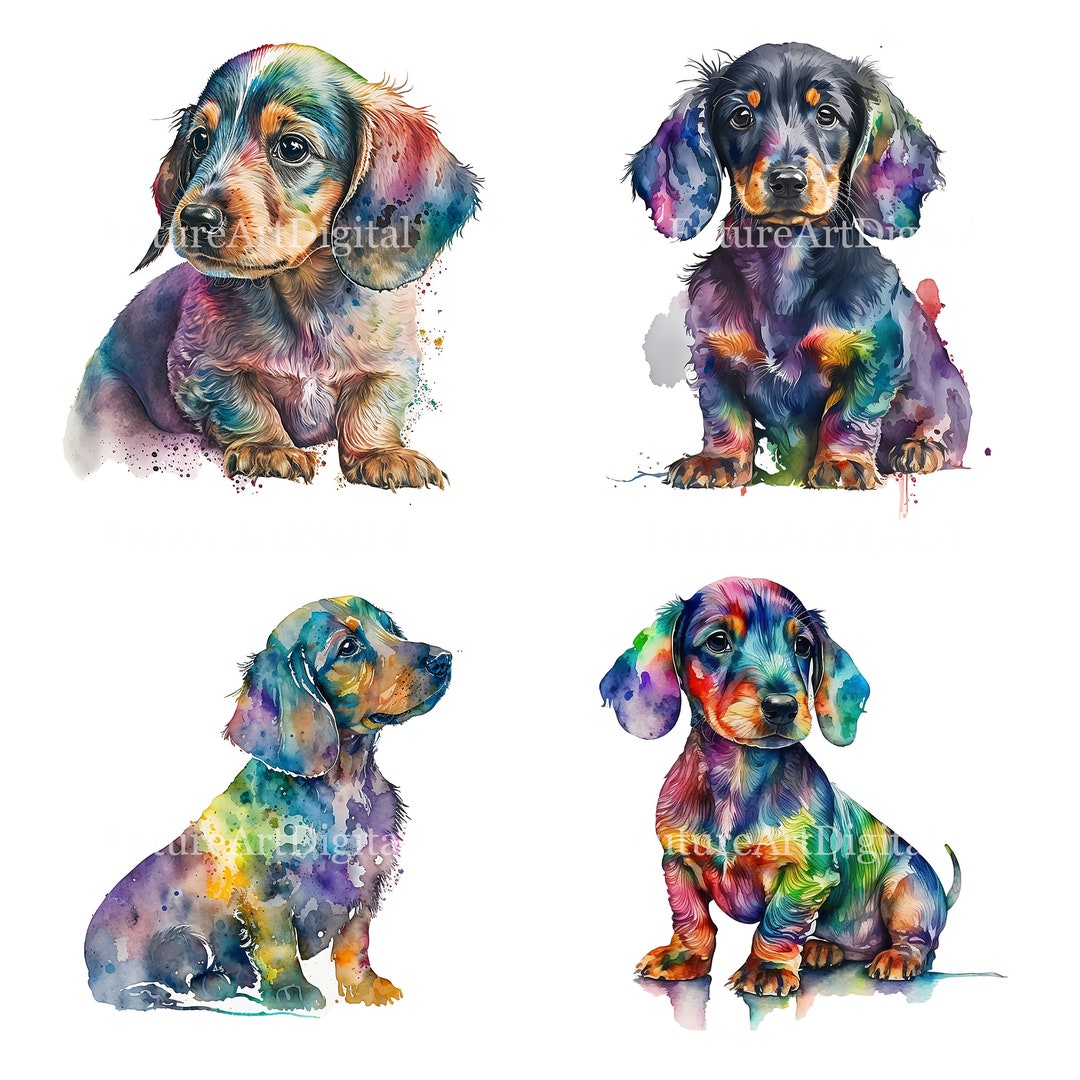 Watercolor Dachshund Wall Art Digital File, Dachshund PNG for ...